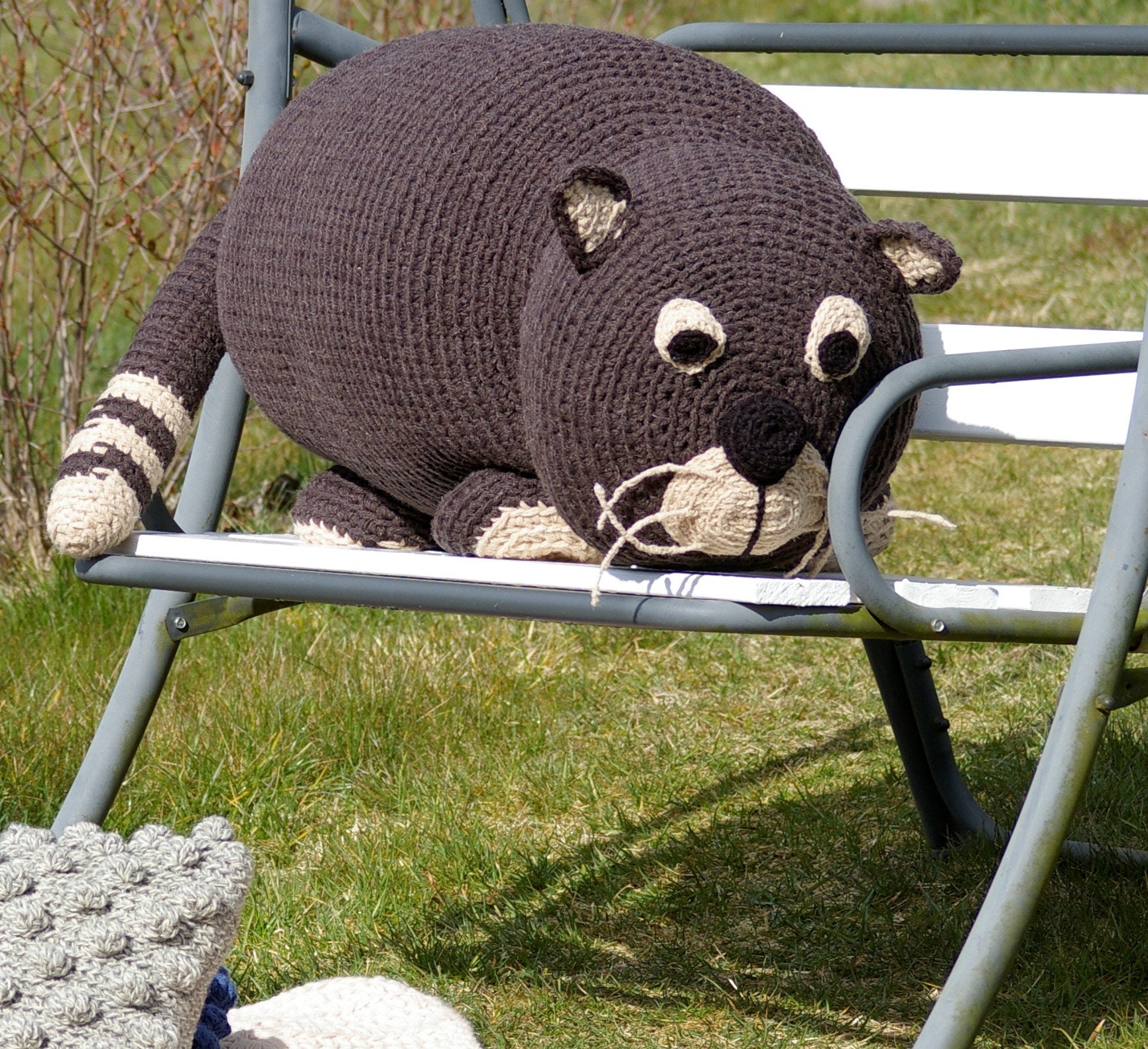 Large Pouf Floor Cushion Knitted Cat Pillow Stuffed Handmade - Etsy