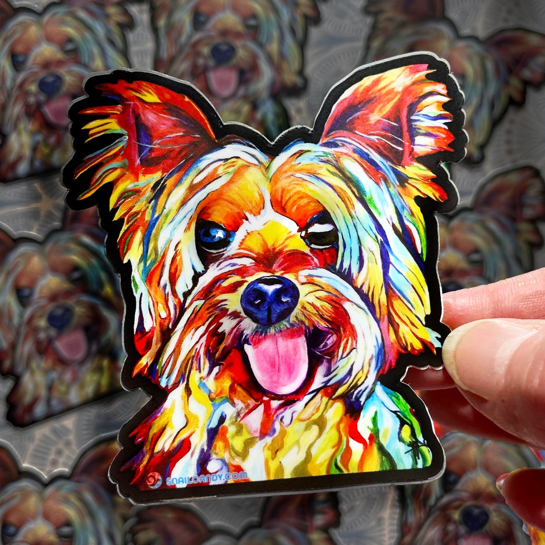 Yorkie Dog Sticker, 3" Sticker , Fine Art, Vinyl Decal, Laptop Sticker ...