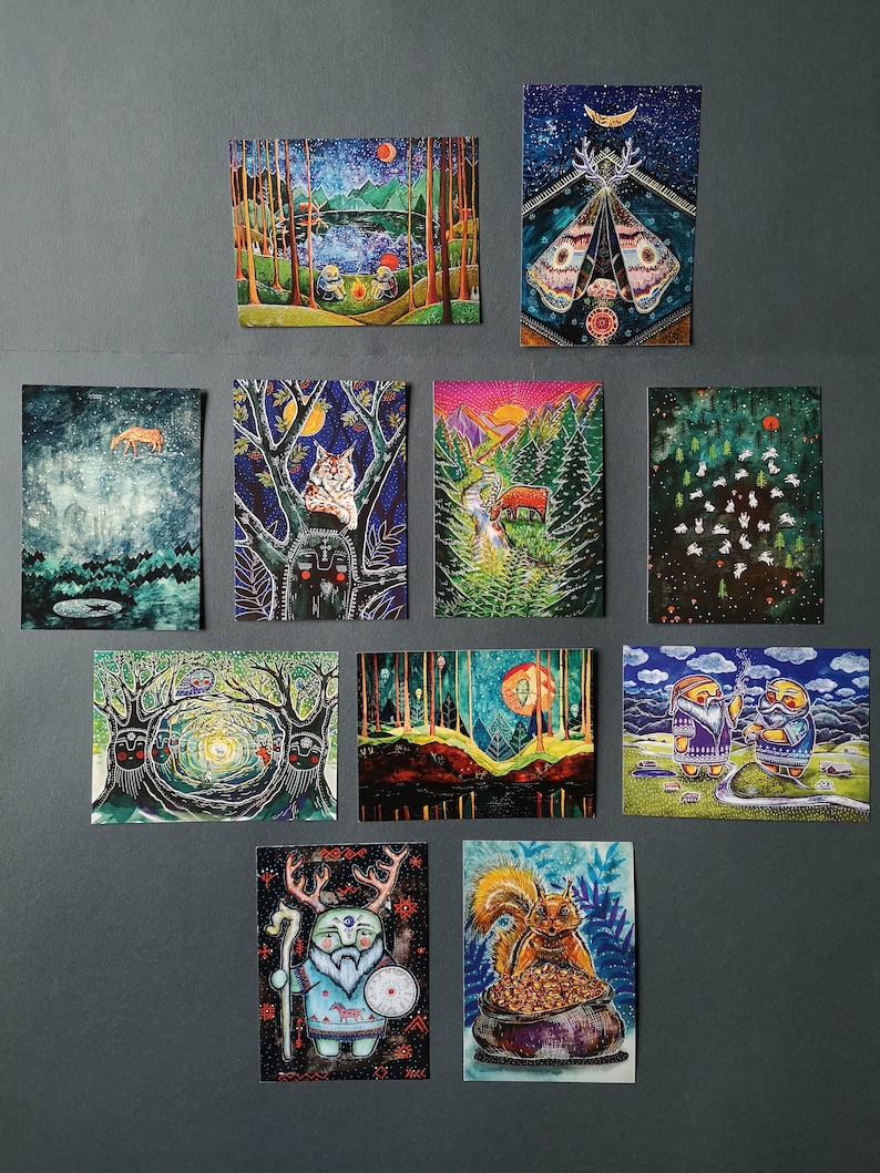 Wild Forest Postcard Set / 11 Different Original Postcards / - Etsy
