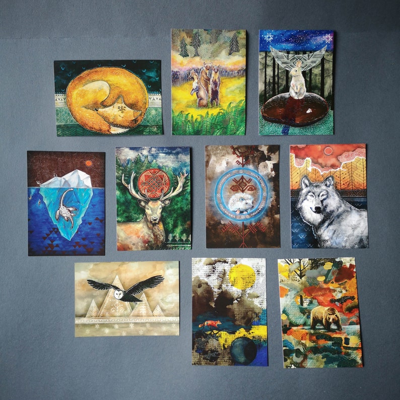 Wildlife Postcard Set / 10 Different Original Postcards / | Etsy