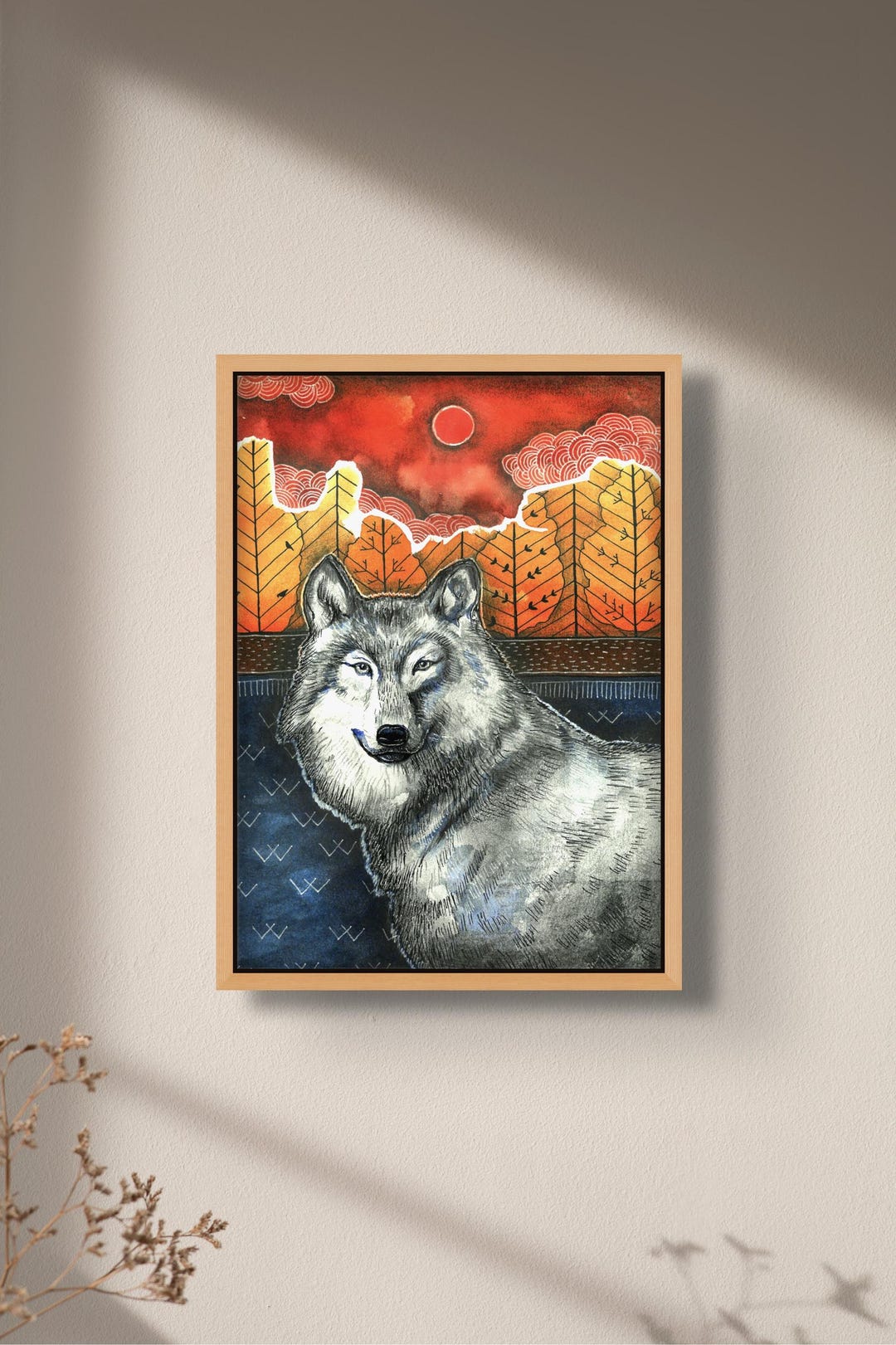 Wild Wolf Wall Art, Original Artist Printable, Watercolor Artwork ...