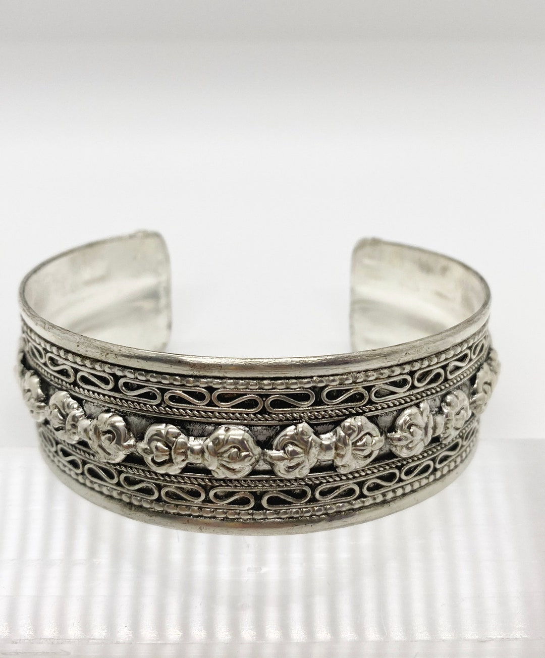 Ethnic Filgiri Design With Dorje/vajra Cuff Handmade Metal Bracelet - Etsy