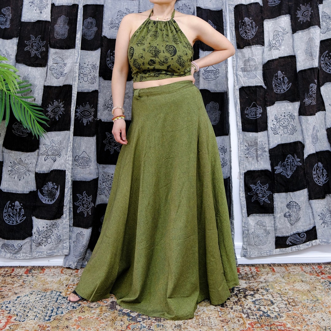 Cotton Wrap Skirt, Maxi Wrap Skirt, Boho Long Summer Skirt, 70s Skirt ...