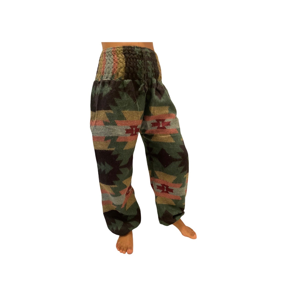 Handmade Paisley Wool Pants, Non Itchy Wool Blend Pants for Winter ...