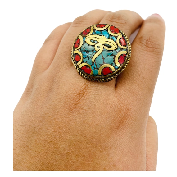 Ethnic Tibetan Buddha Ring From Nepal/adjustable Multistone - Etsy