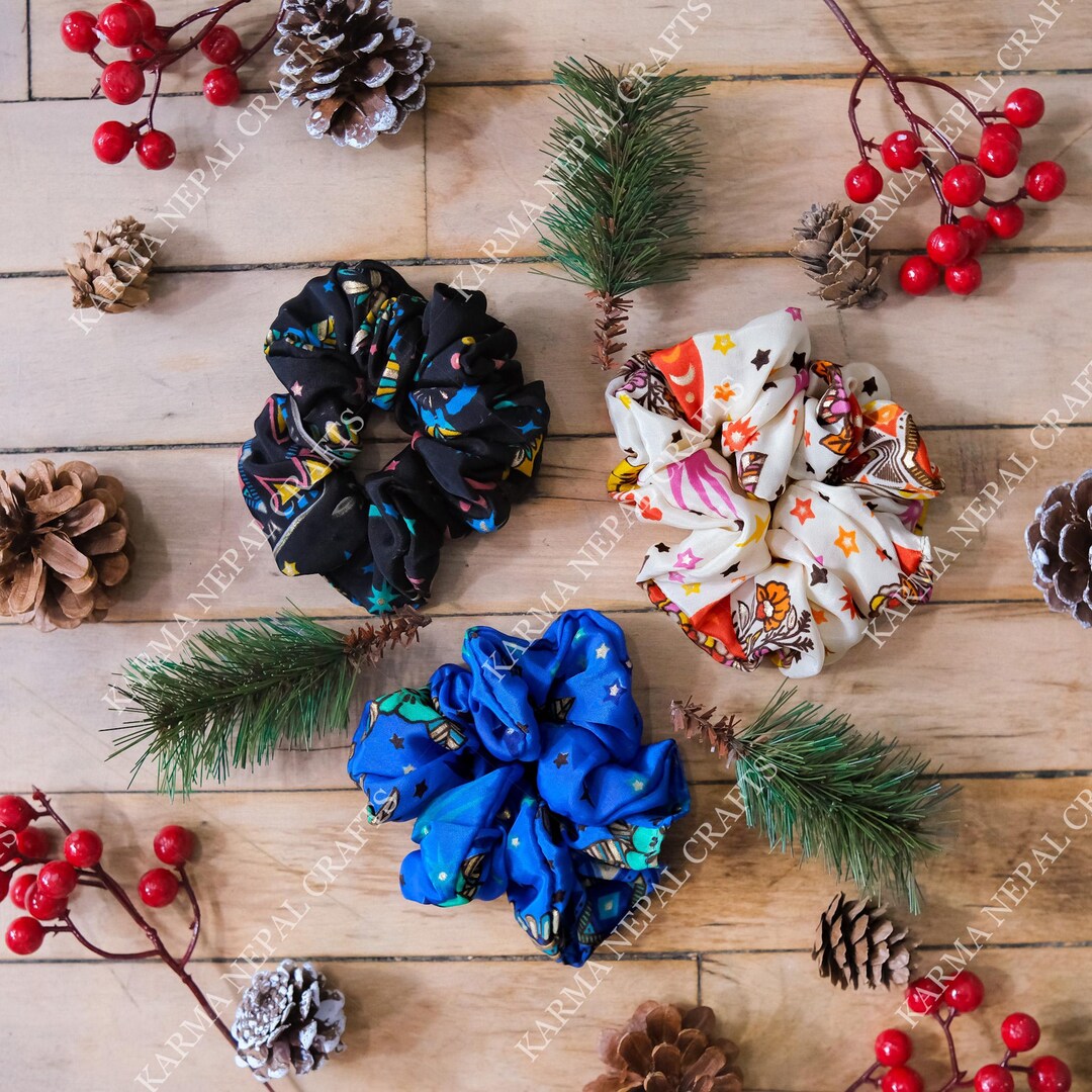 Boho Celestial Scrunchies, Handmade Hair Accessories, Bridesmaid Gift ...