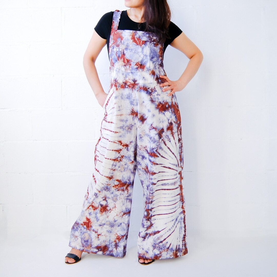 Tie Dye Jumpsuit, Wide Leg Boho Jumpsuit, Cotton Baggy Dungarees ...