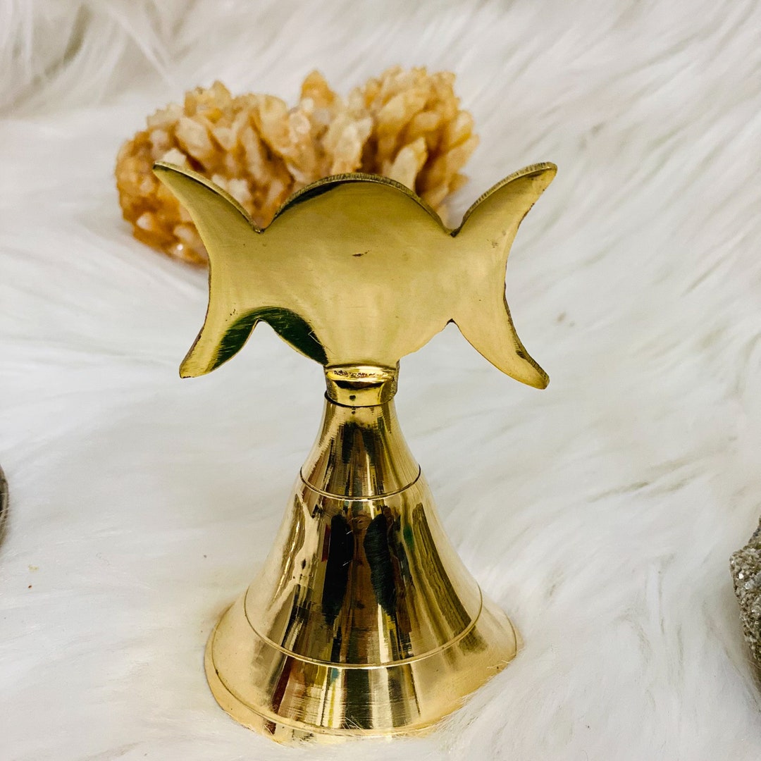 Triple Moon Brass Bell, Pagan Decor, Witchcraft, Altar Decor, Witches ...