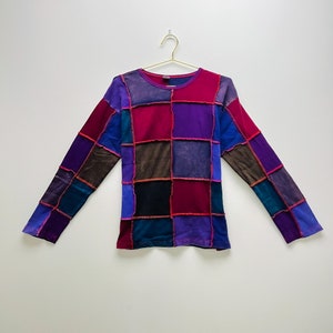 Patchwork Cotton Sweater , Patch Pull Over, Unisex Vintage Earth Tone ...