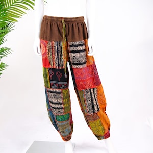 Patch Cotton Pants, Handwoven Patchwork Unisex Trousers, Colorful ...