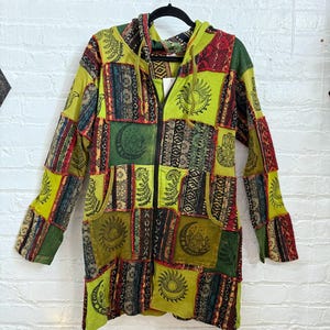 Long Patchwork Jackets, Handmade Winter Unisex Coats, Hooded Hippie ...