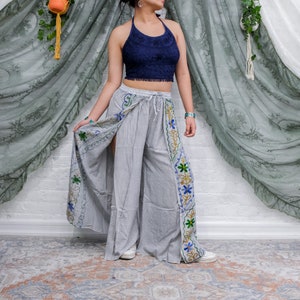 Flowy Wide Leg Pants, High Slit Palazzo Pants, Bohemian Pants, Side ...