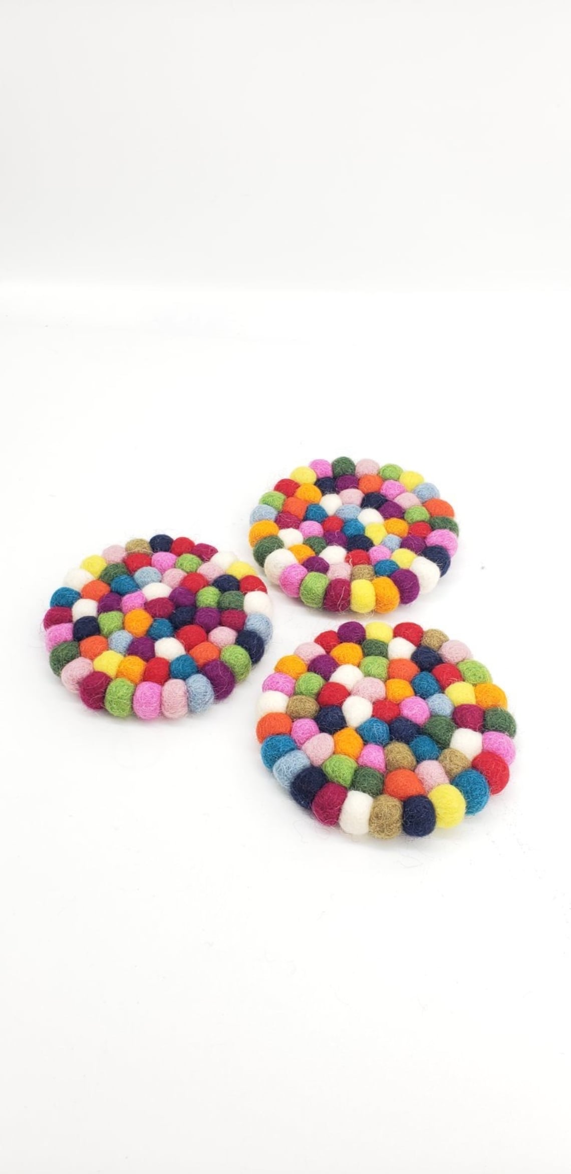 Handmade Felt Ball Wool Coasters from Nepal Circle Felt | Etsy
