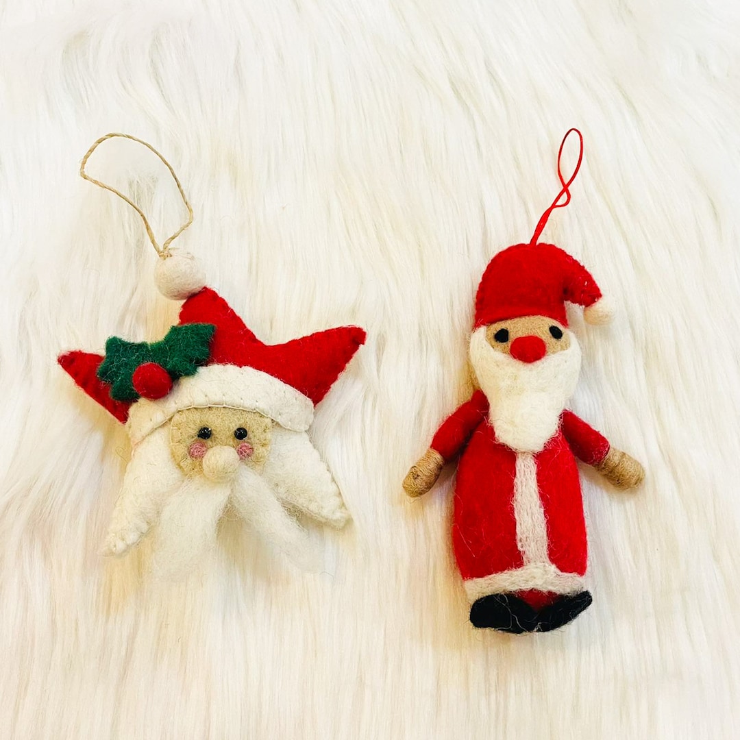 Felt Santa Ornament, Christmas Tree Ornaments, Handmade, Needle Felted ...