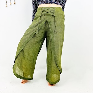 Nepali Cotton Solid Double Layer Palazzo Pants, Wide Leg Pants, Cotton ...