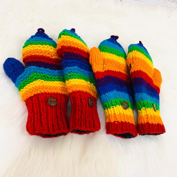 Rainbow Mittens - Etsy