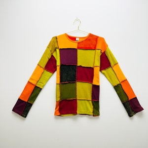 Patchwork Cotton Sweater , Patch Pull Over, Unisex Vintage Earth Tone ...