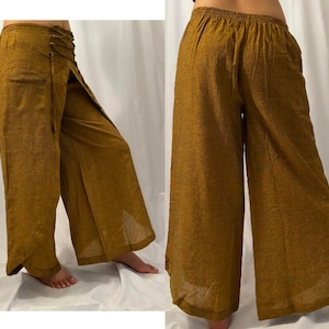 Nepali Cotton Solid Double Layer Palazzo Pants, Wide Leg Pants, Cotton ...