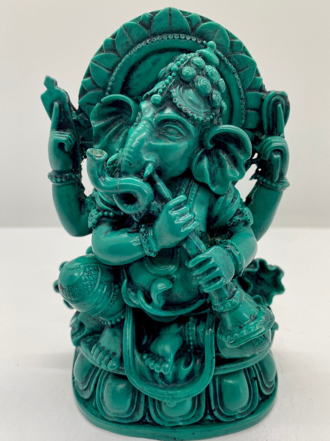 Handmade Green Resin Sitting Ganesha Statue - Etsy