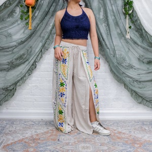 Flowy Wide Leg Pants, High Slit Palazzo Pants, Bohemian Pants, Side ...