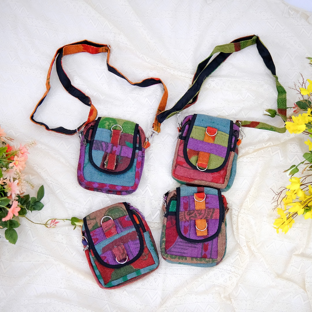 Handmade Small Side Bag, Jute Crossbody Sling Bag, Boho Bag, Hippie ...