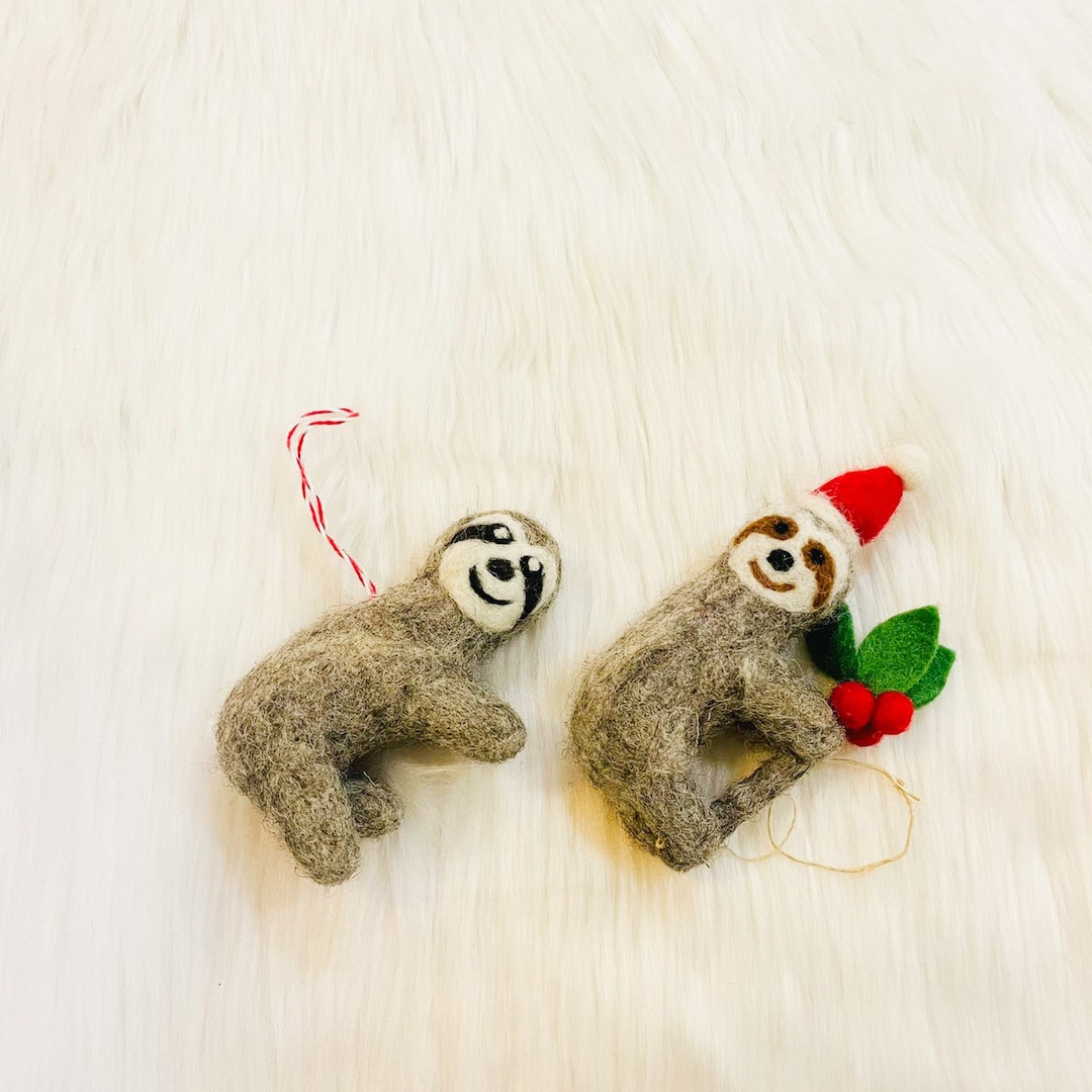 Sloth Ornament, Santa Felt Sloth Ornament, Christams Tree Decor ...