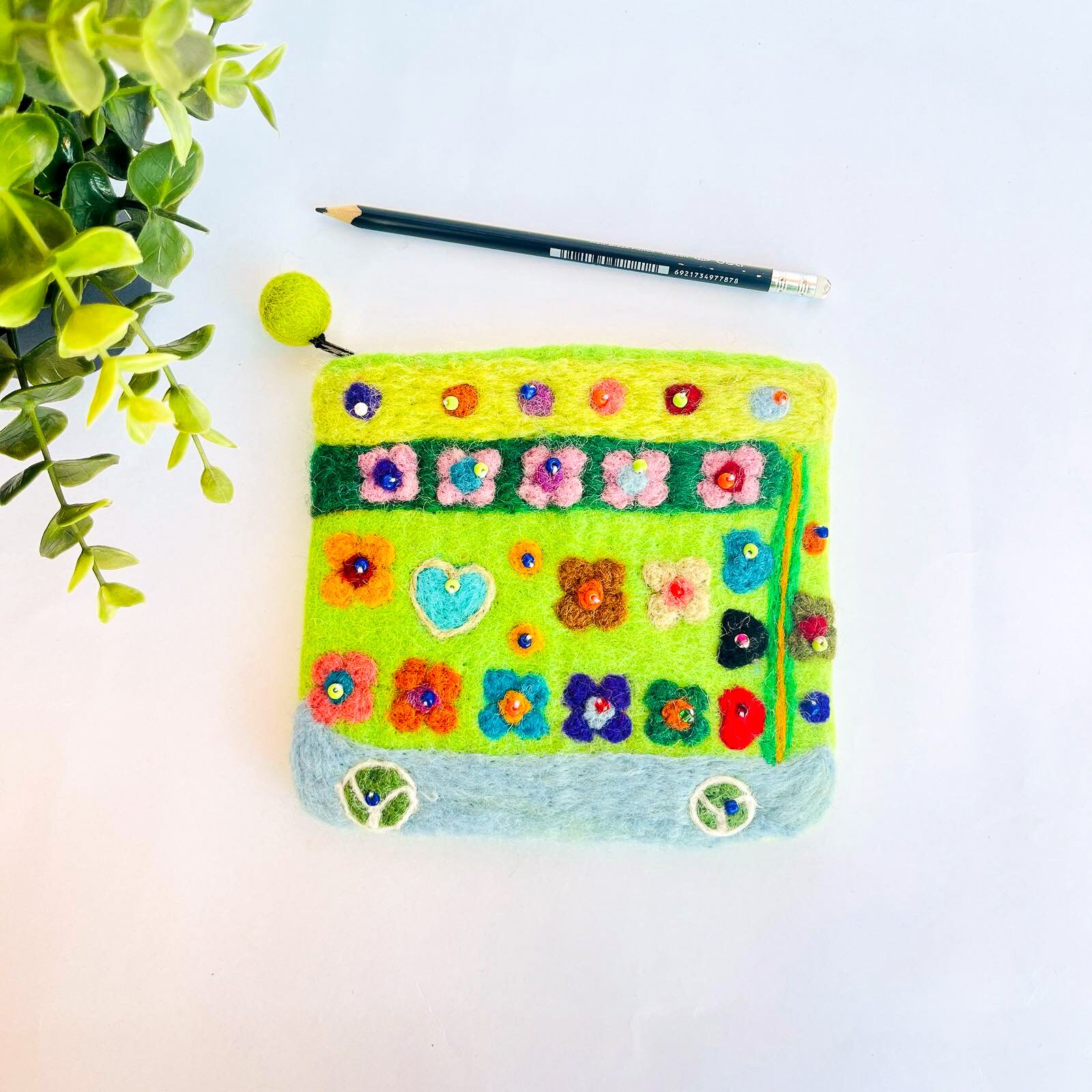 Colorful Handmade Felt Pouch, Flower Designed Felt Coin Purse, Purse ...
