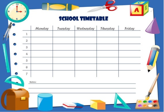School Schedule School Timetable Student Planner School | Etsy