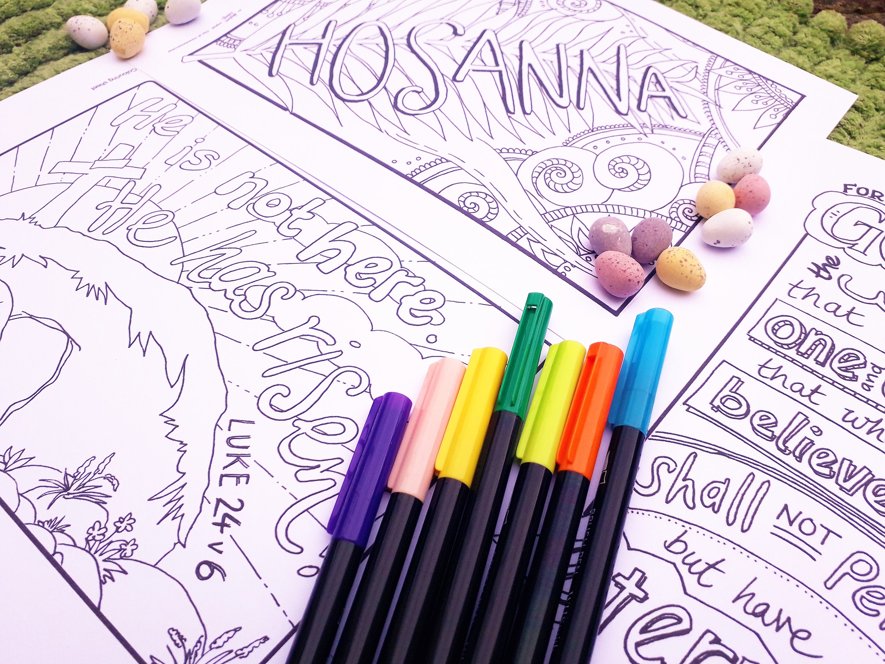 Easter Christian Colouring Pages Trio - Etsy