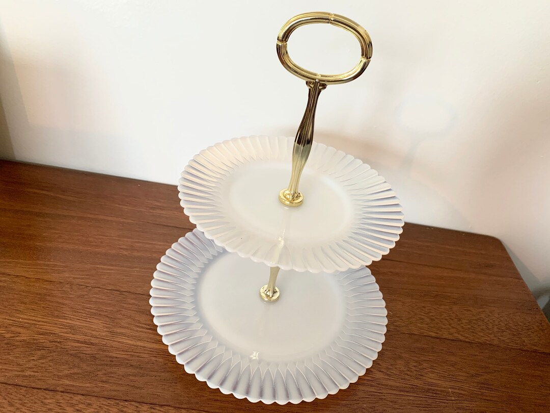 Macbeth Evans 2-tier Tidbit Tray 2 Tier Petal Milk Glass Vintage - Etsy