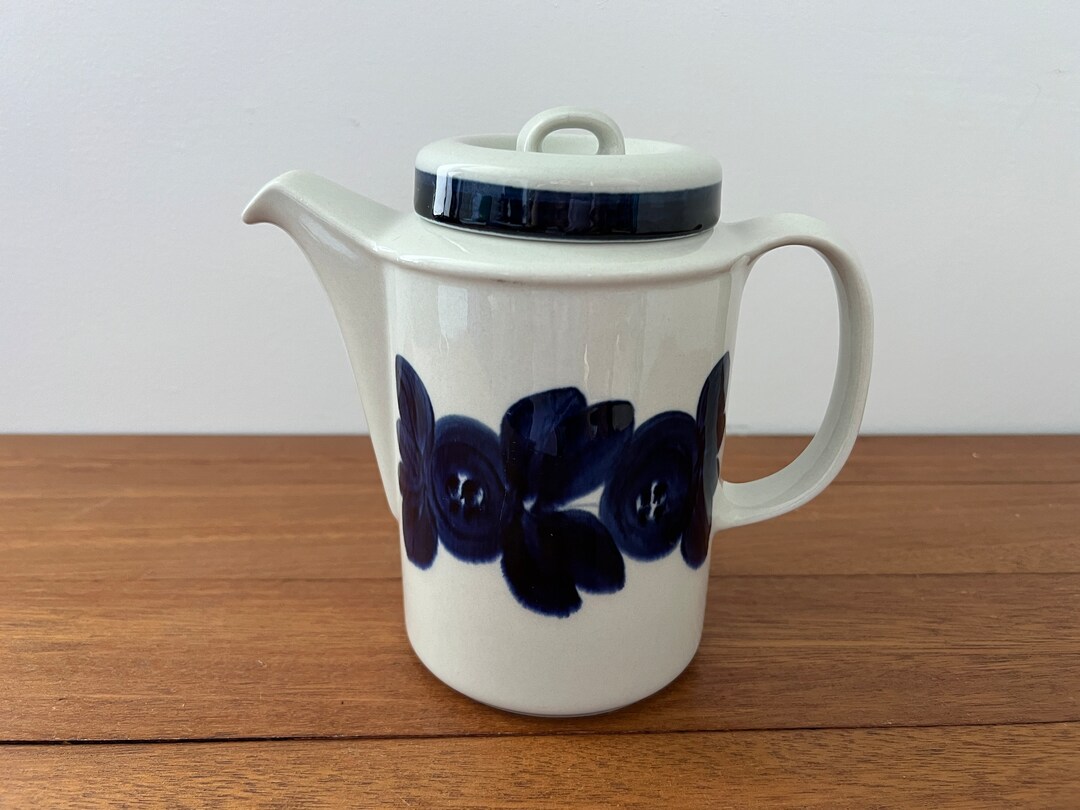 ARABIA FINLAND Anemone Tea Coffee Pot by Ulla Procope Cobalt Blue Stoneware - Etsy
