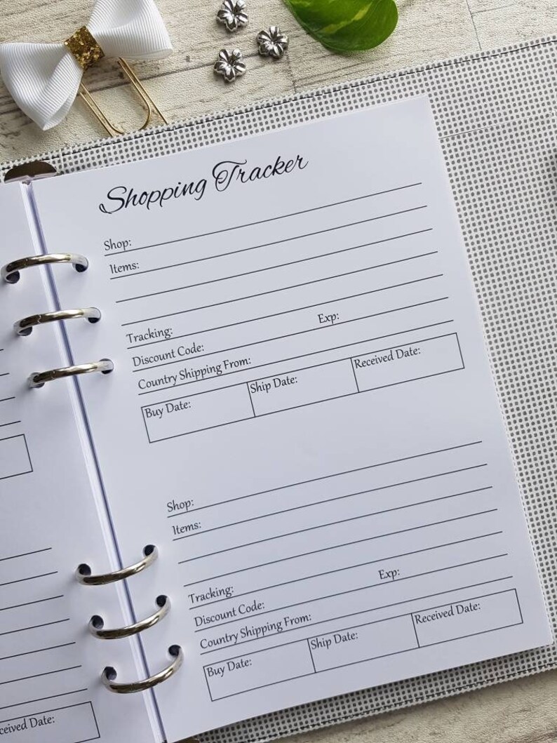 A5 Online Shopping Tracker Planner Inserts. 6 Double Sided | Etsy