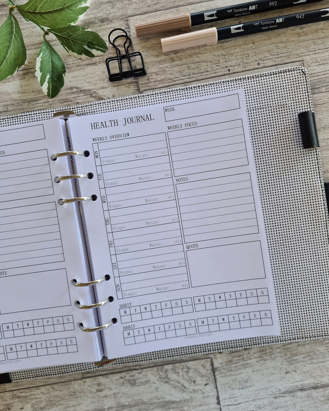 A5 Health Journal, Weekly Health and Fitness Inserts. 12 Double Sided ...