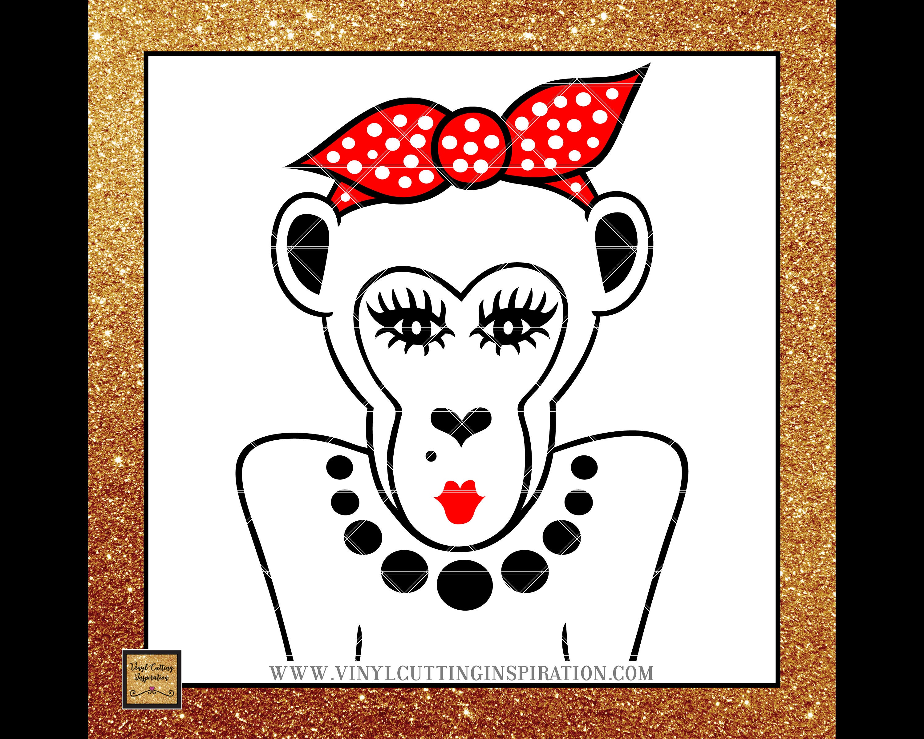 Monkey Svg Monkey With Bandana Svg Monkey Girl Vinyl Files | Etsy