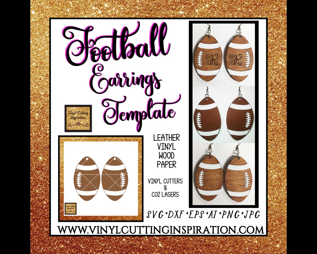 Football Svg, Earrings Svg, Football Earrings Template, Faux Leather ...