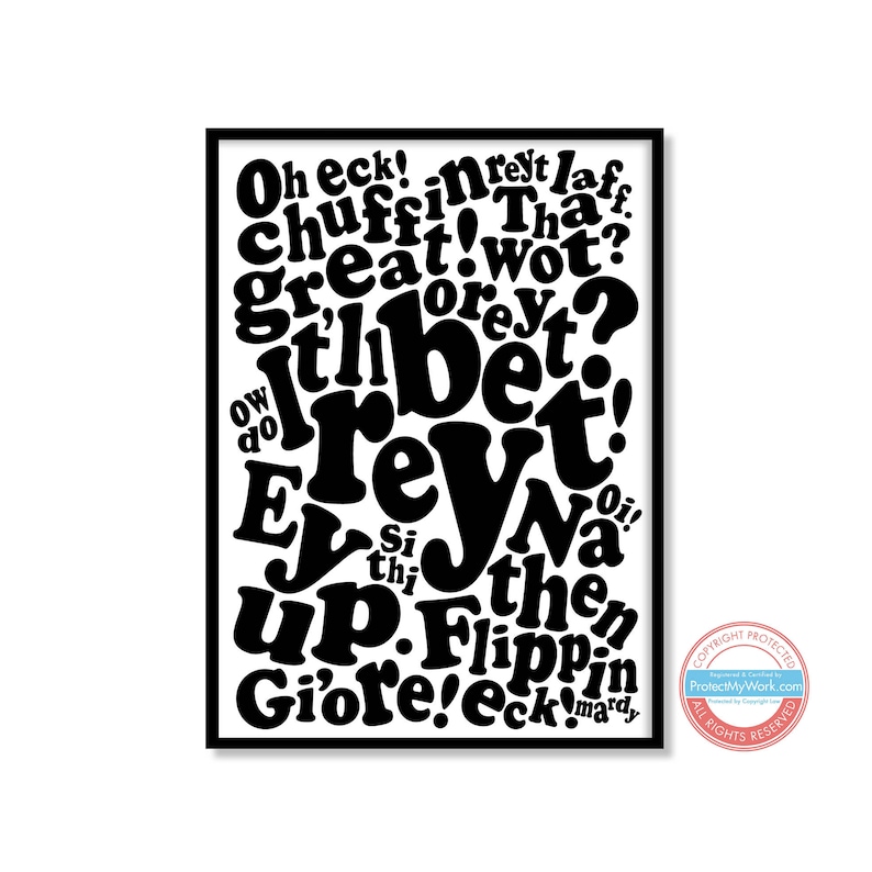 Yorkshire Slang Dialect Multiple Sayings Print Wall Art - Etsy