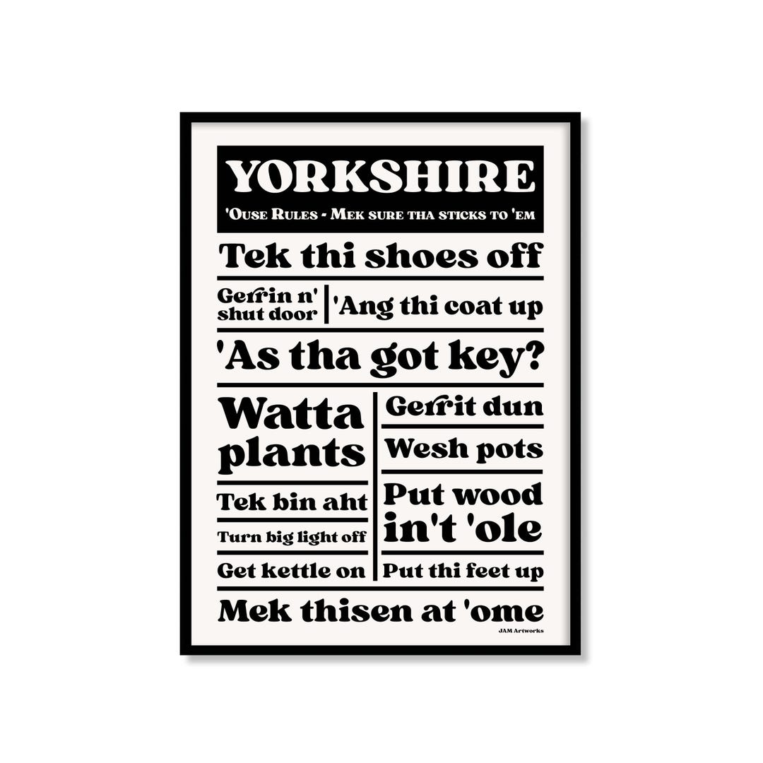Yorkshire House Rules Slang Sayings Dialect Print Poster Wall Art - Etsy UK