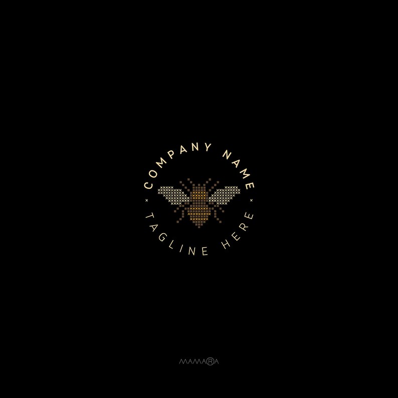 Cross Stitch Bee Logo Insect Label Design Honeybee Pre-made - Etsy