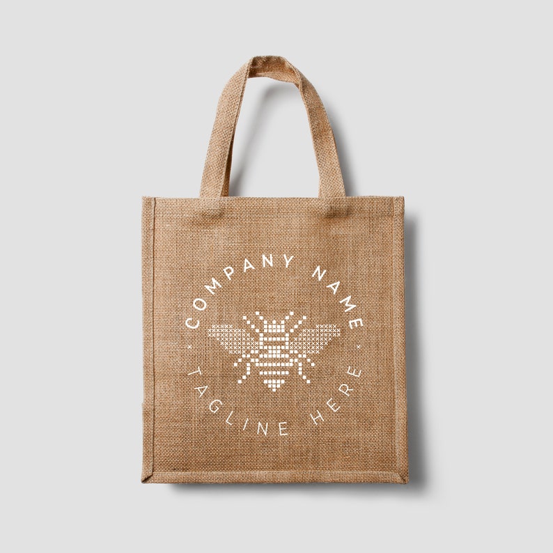 Cross Stitch Bee Logo Insect Label Design Honeybee Pre-made - Etsy