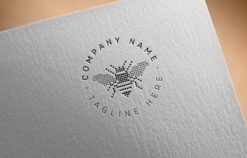Cross Stitch Bee Logo Insect Label Design Honeybee Pre-made - Etsy