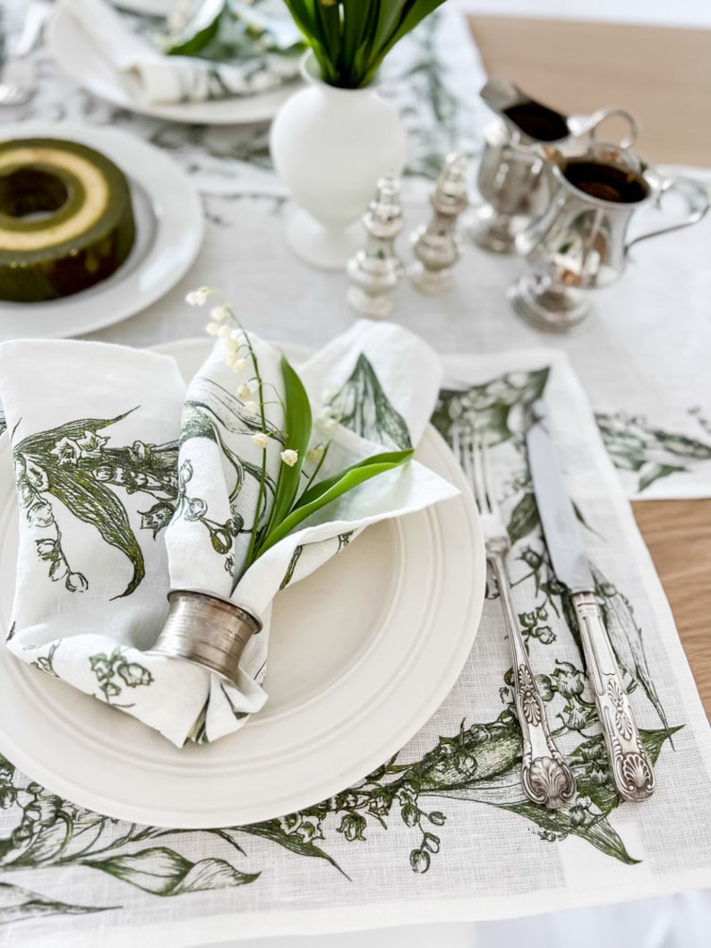 Lily of the Valley Linen Napkins, Easter Spring Decor - Etsy