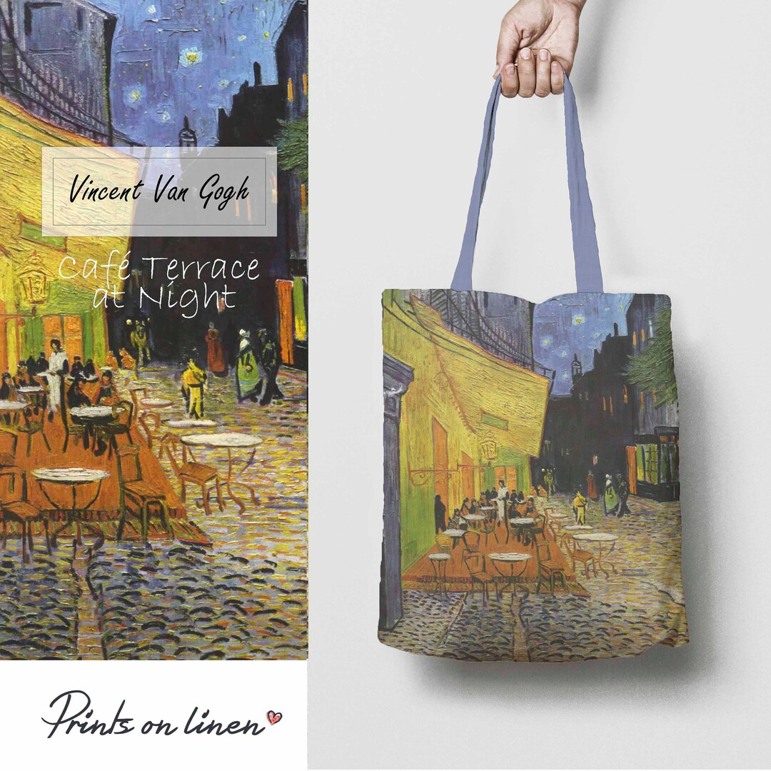 Van Gogh, Tote Bag, Café Terrace at Night, Tote Bag, 100% Linen, Made ...