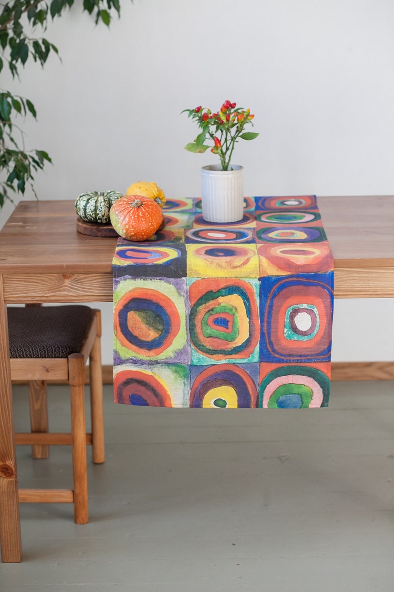 Kandinsky Linen Table Runner, Abstract Art Print - Etsy