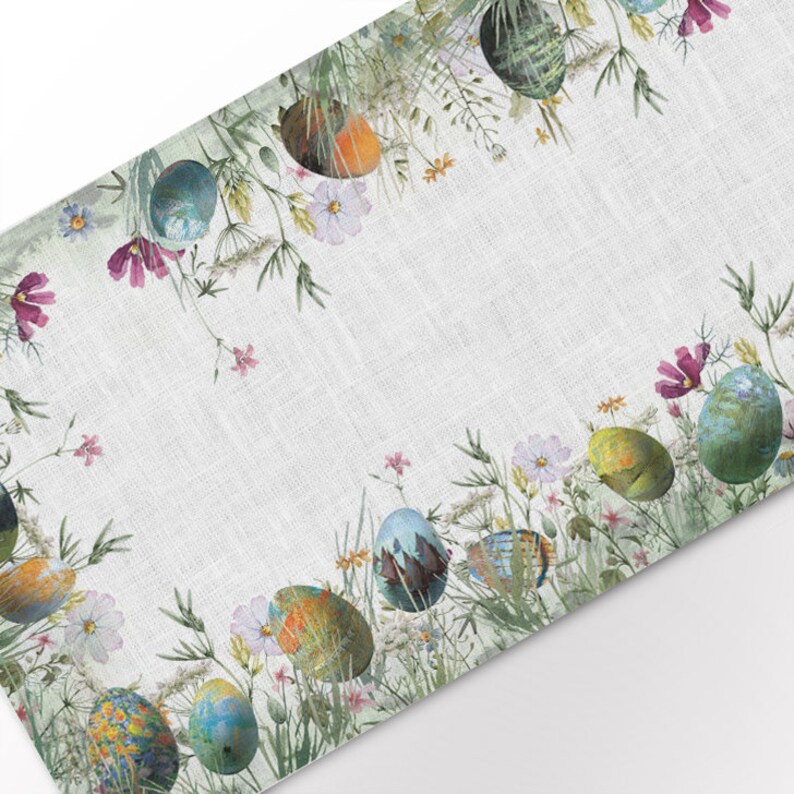 Monet Inspired Easter Eggs Linen Table Runner - Etsy
