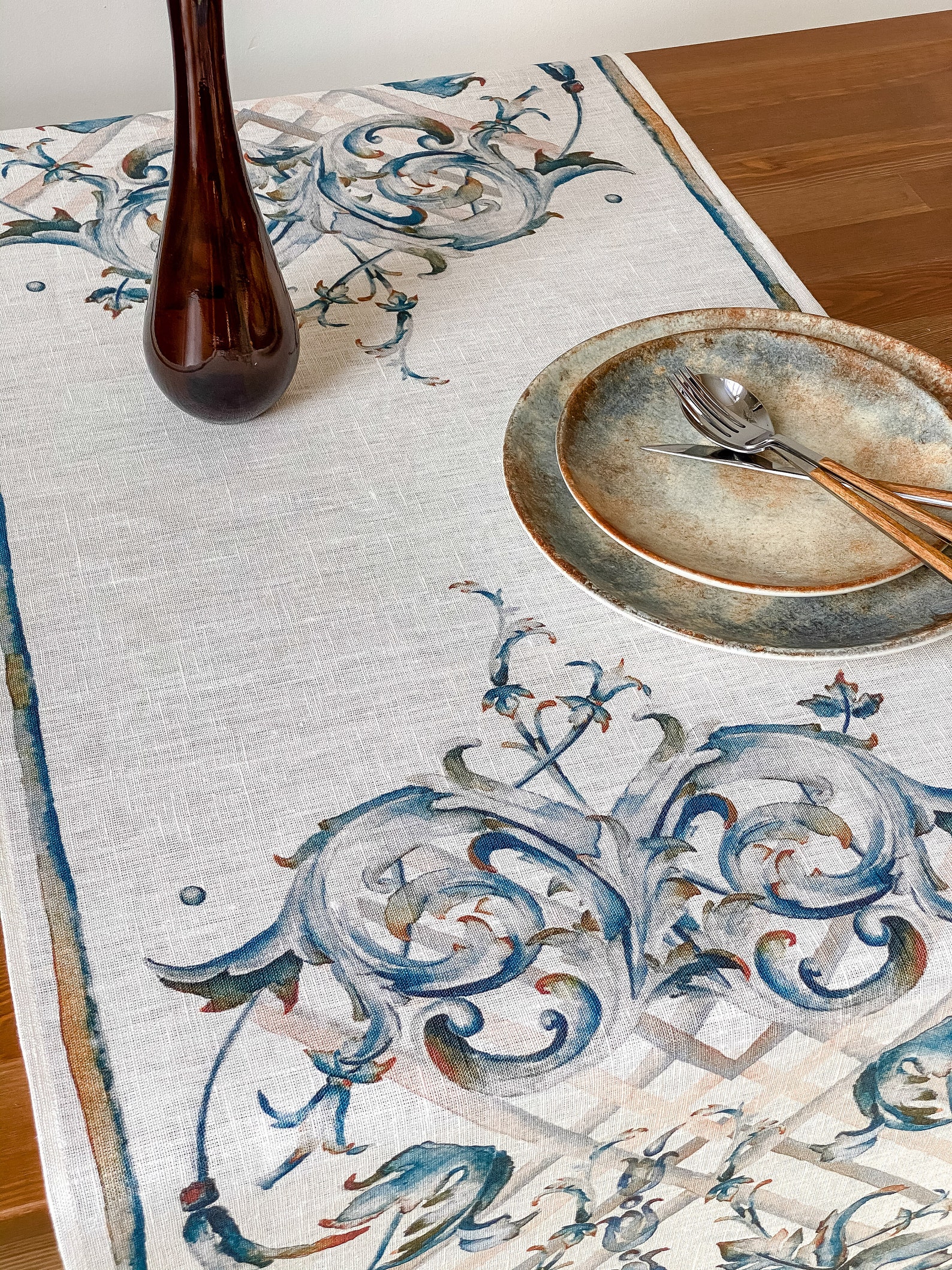 Table Runner Art Deco Linen Table Top 100% Linen Christmas - Etsy