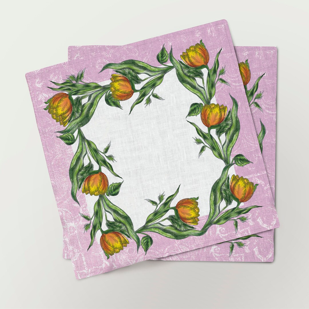 Napkins, Spring-blooming, Linen Napkins, Easter Napkins, Green Napkins ...
