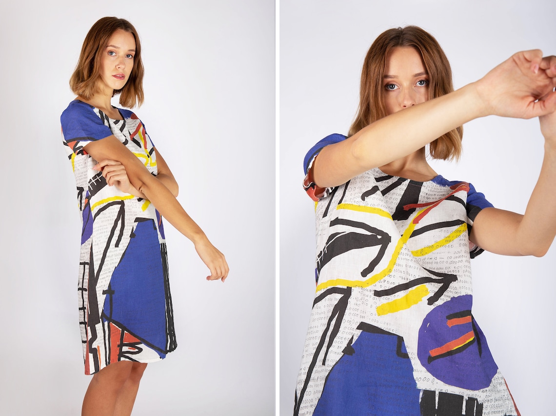 Linen Dress Graffiti Street Art Street Wear Urban Dress - Etsy