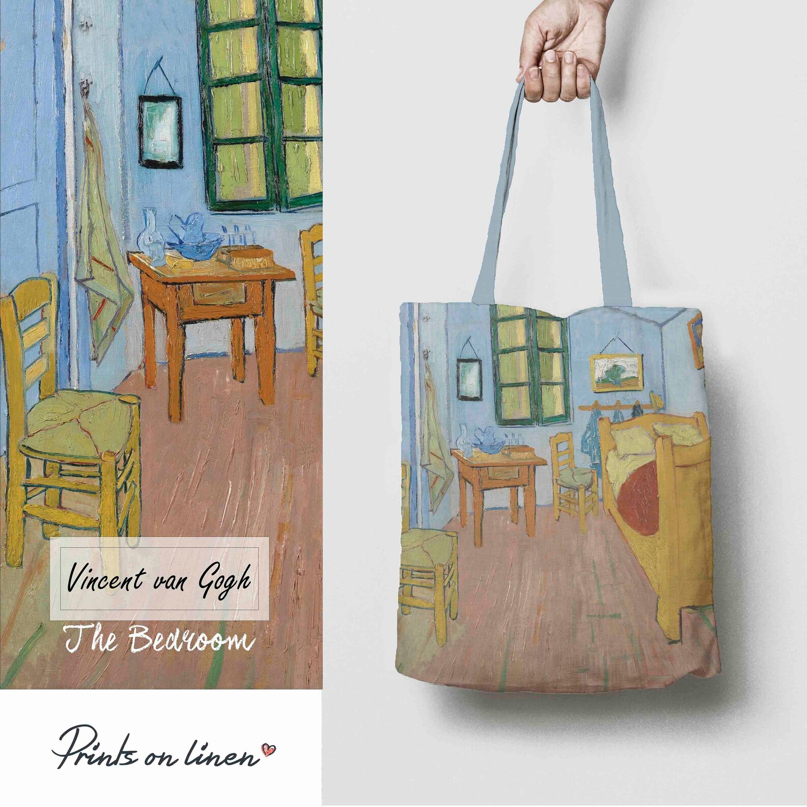 Van Gogh Tote Bag Linen Bag Van Gogh Bedroom Art Print | Etsy