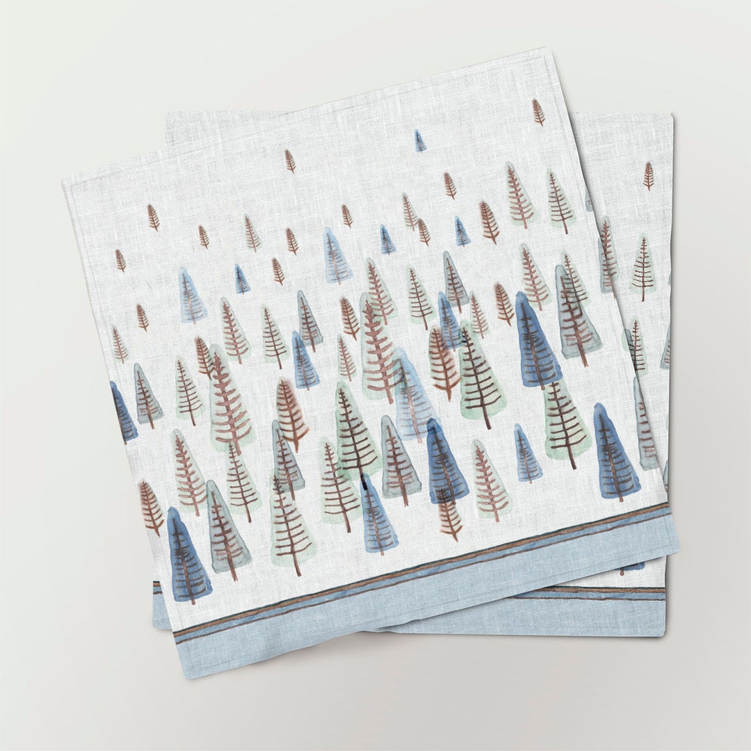 Napkins Set, Frosted Forest, Christmas Napkins, Winter Home Decor ...