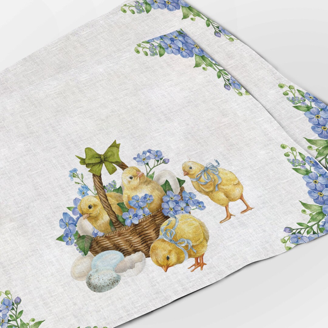 Placemats Set, Easter Basket, Linen Placemats, Easter Placemats, 100% ...